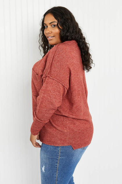 Zenana Forest in Fall Full Size High-Low Hem Pocket Sweater – Happy ...